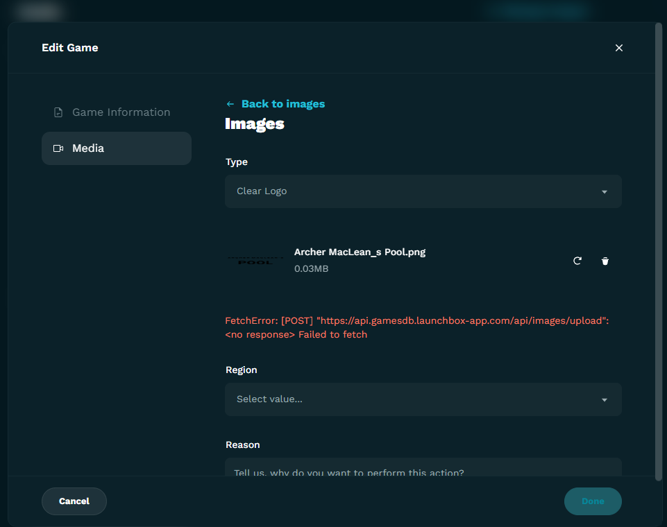 getting fetcherror while trying to submit clear logo - Website/Forum ...
